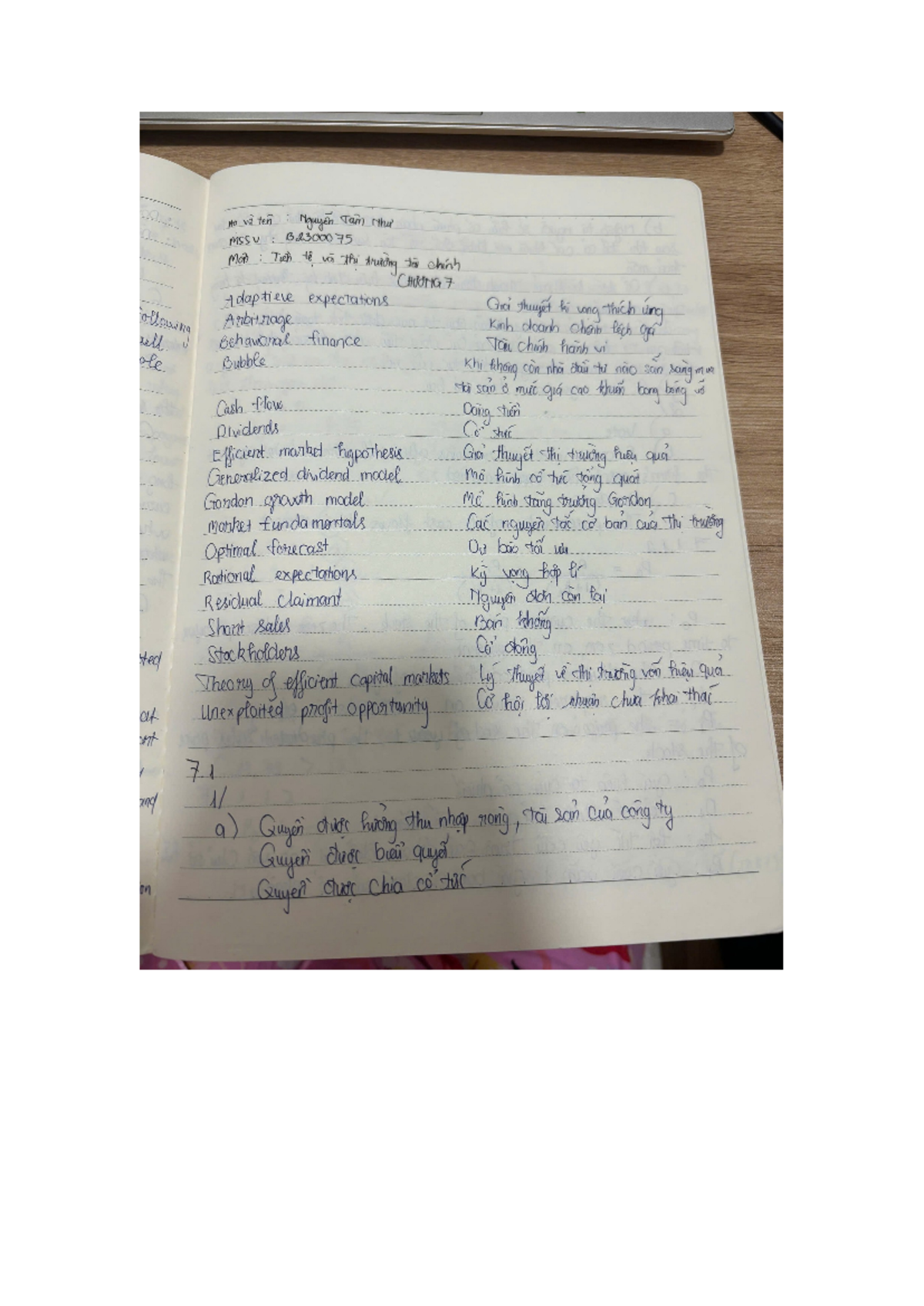 Tiền tệ chương 7 - financial - HO va ten : Nguyen Tam Nhis MSSV : Mon ...