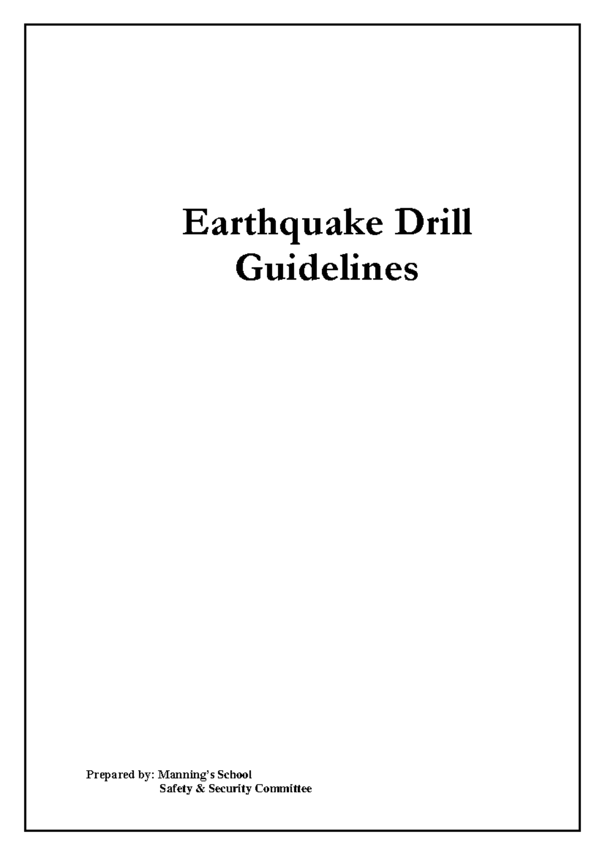 Earthquake Drill Document - Earthquake Drill Guidelines Prepared by ...