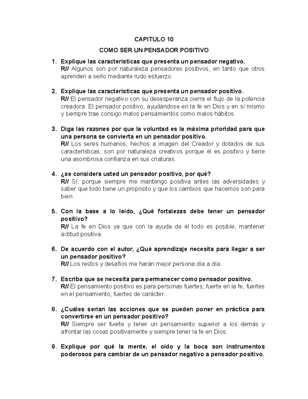 Cómo ser un pensador positivo - CAPITULO 10 COMO SER UN PENSADOR ...