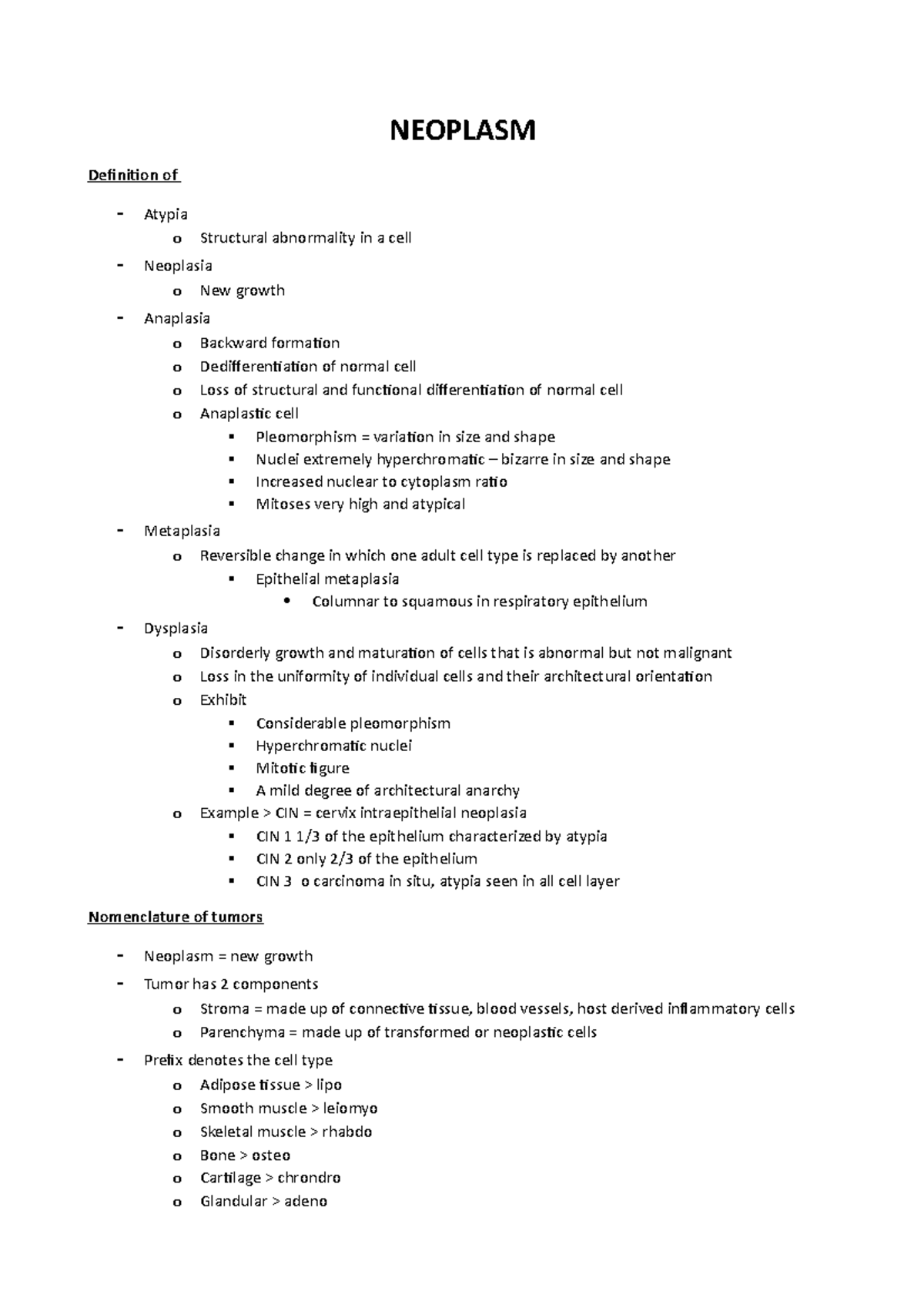 Neoplasm-ENVI- Malnu - appunti lezioni teoriche e pratiche - NEOPLASM ...