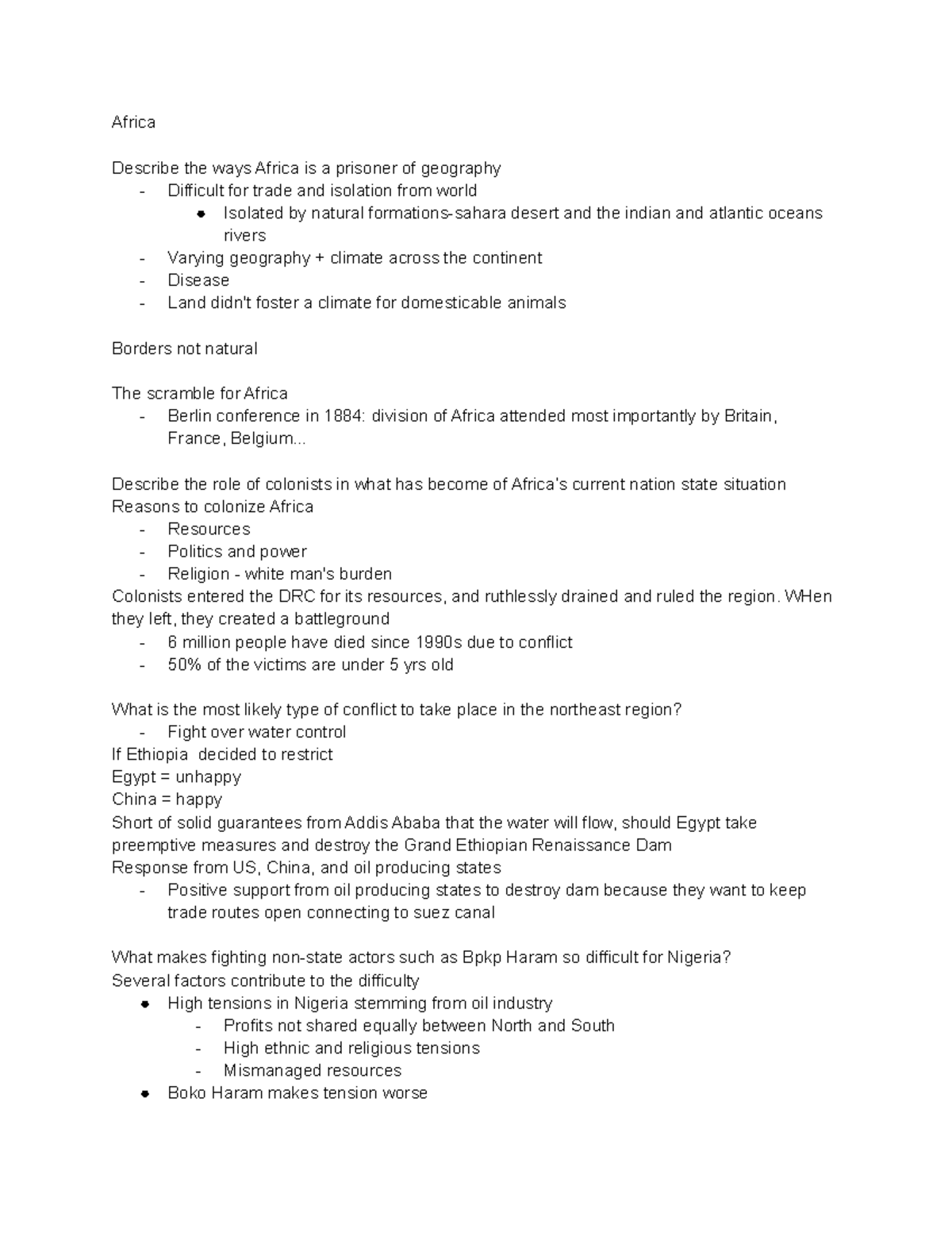 5 and 6 - notes - Africa Describe the ways Africa is a prisoner of ...