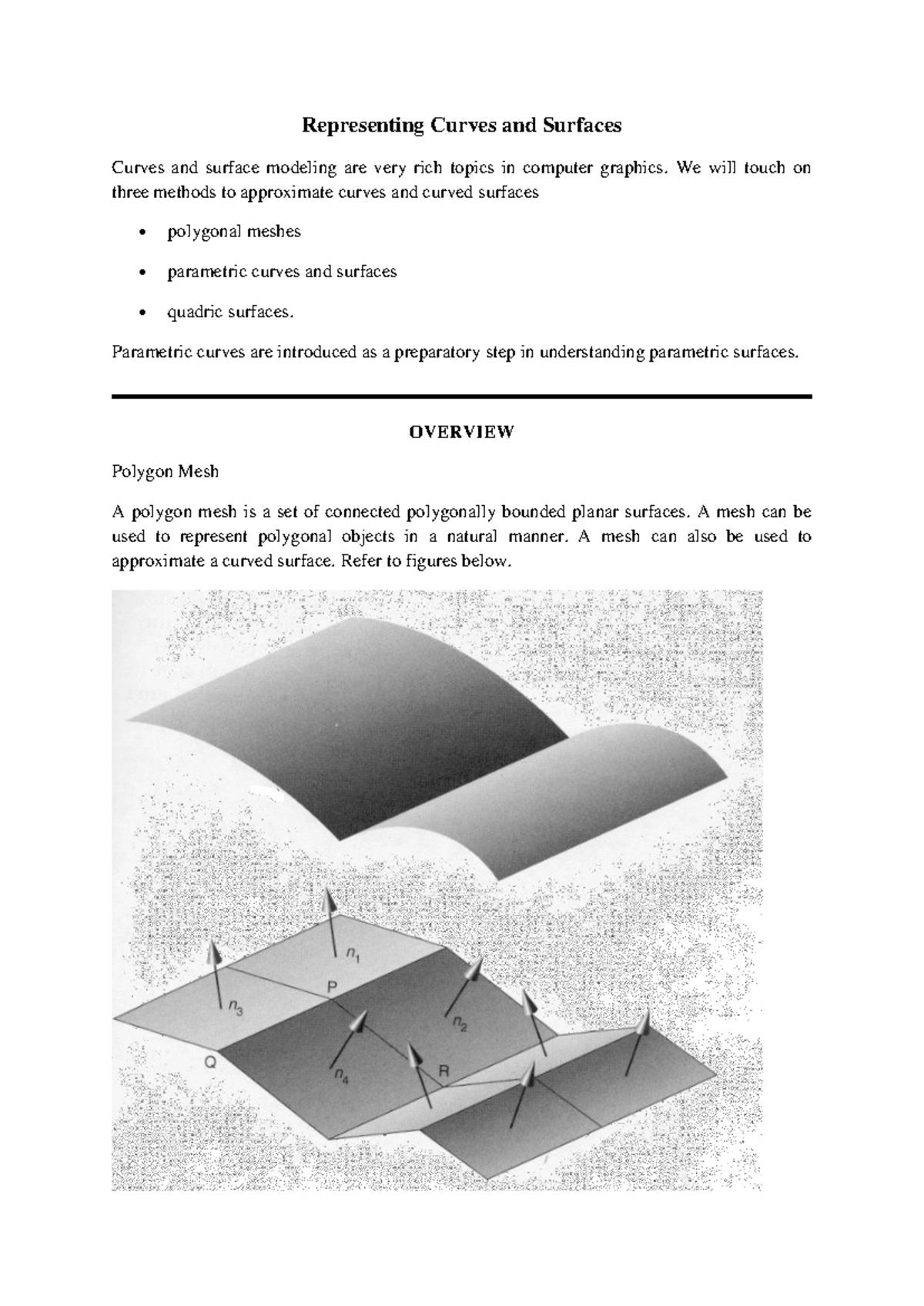 BCA401NUnit-IVPart 1 - Representing Curves and Surfaces Curves and surface modeling are very ...