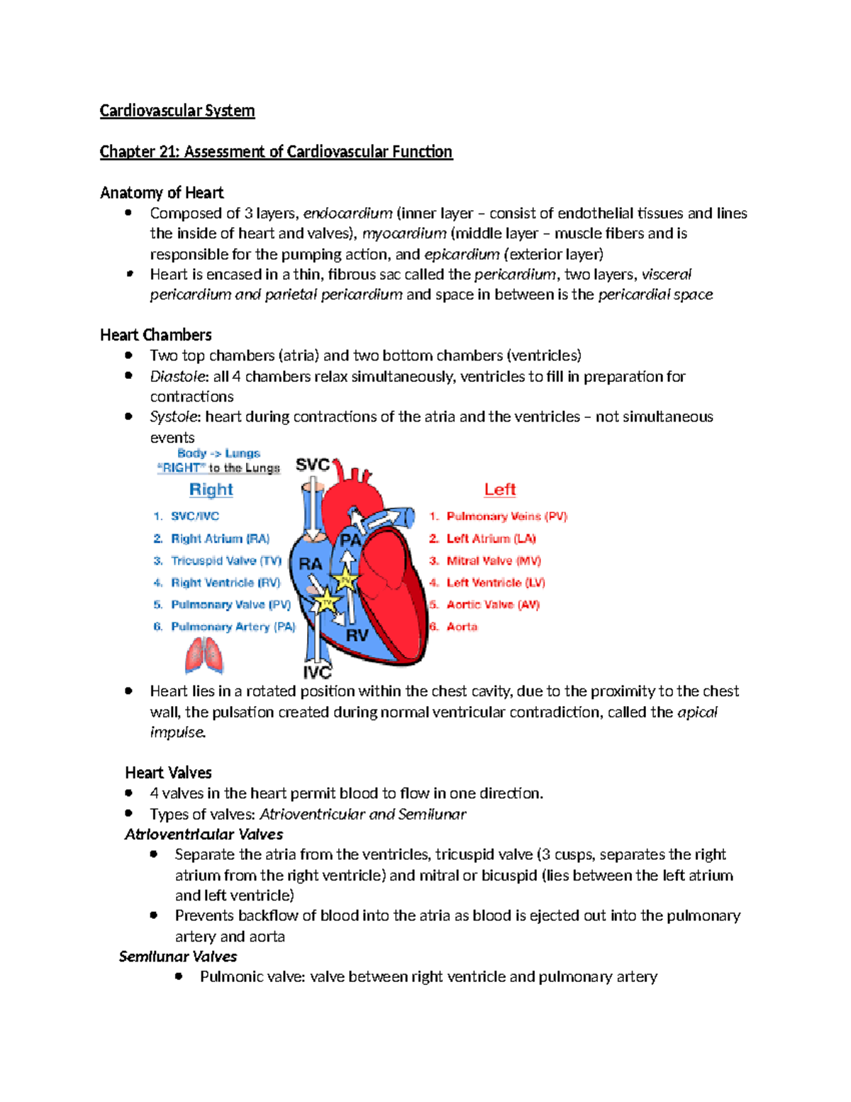 Cardiology - Cardio notes - Cardiovascular System Chapter 21 ...