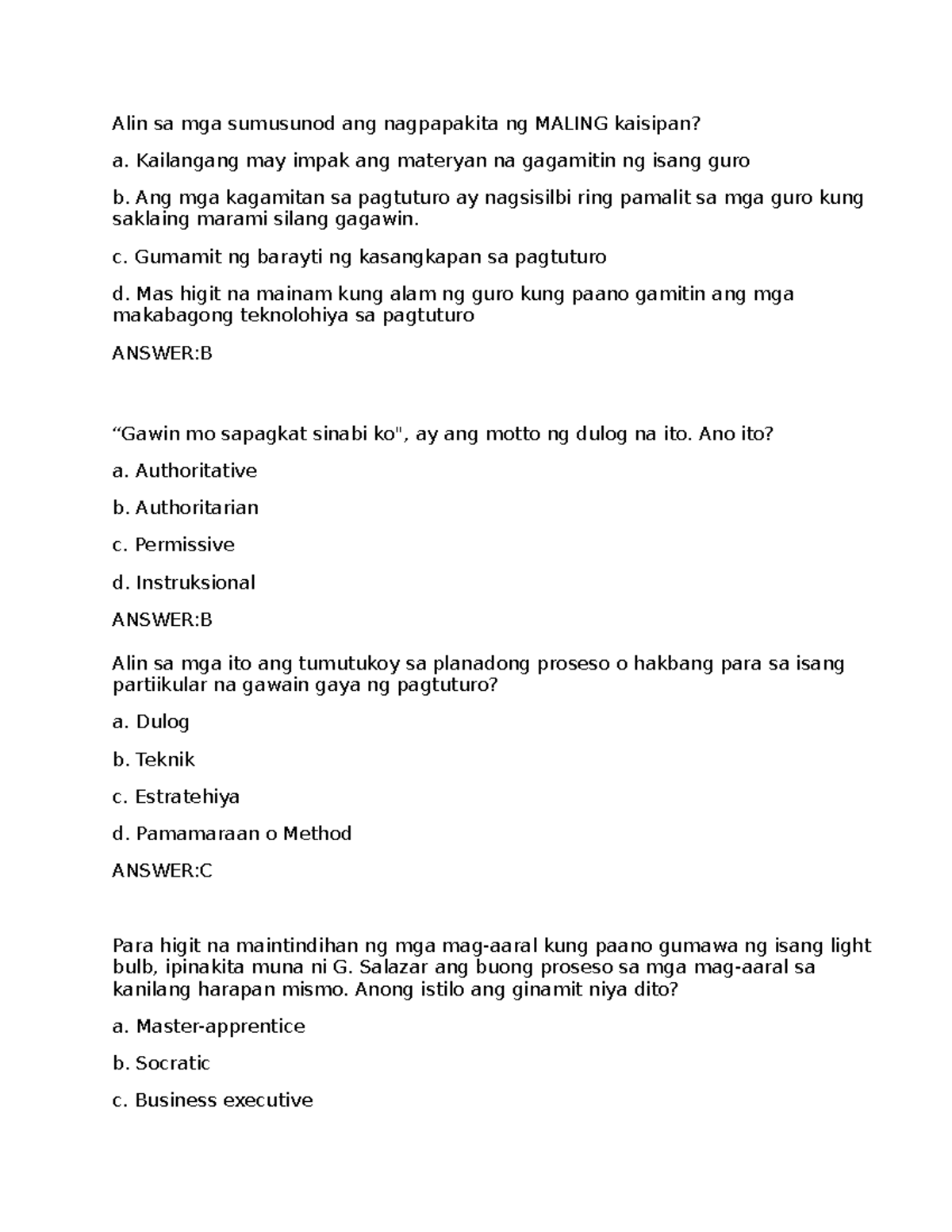 Filipino QUIZ 2 - QUIZ - Alin sa mga sumusunod ang nagpapakita ng ...