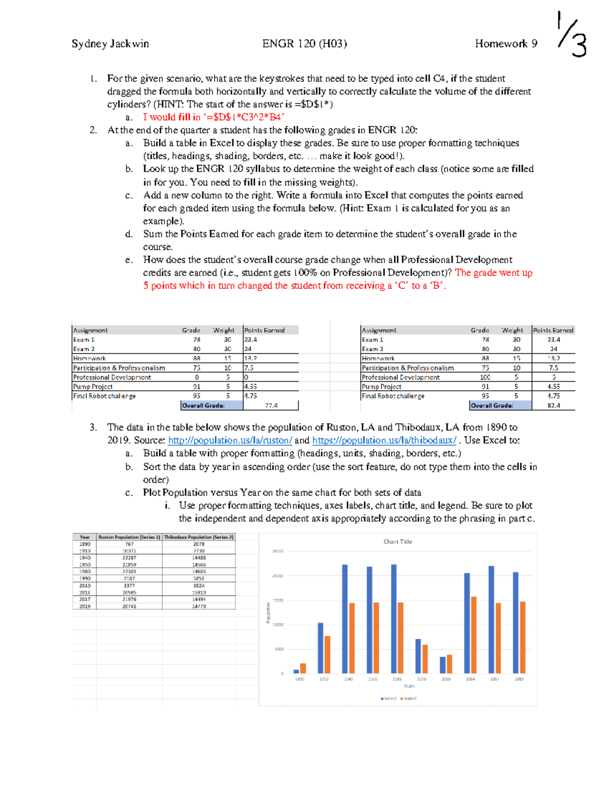 Jackwin Sydney HW 9 - Complete assignment - Sydney Jackwin ENGR 120 (H03) Homework 9 For the ...