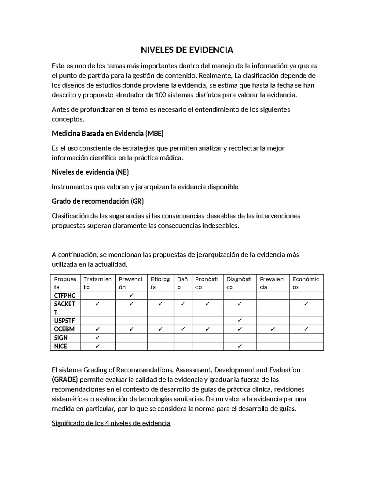 Niveles DE Evidencia - NIVELES DE EVIDENCIA Este es uno de los temas ...