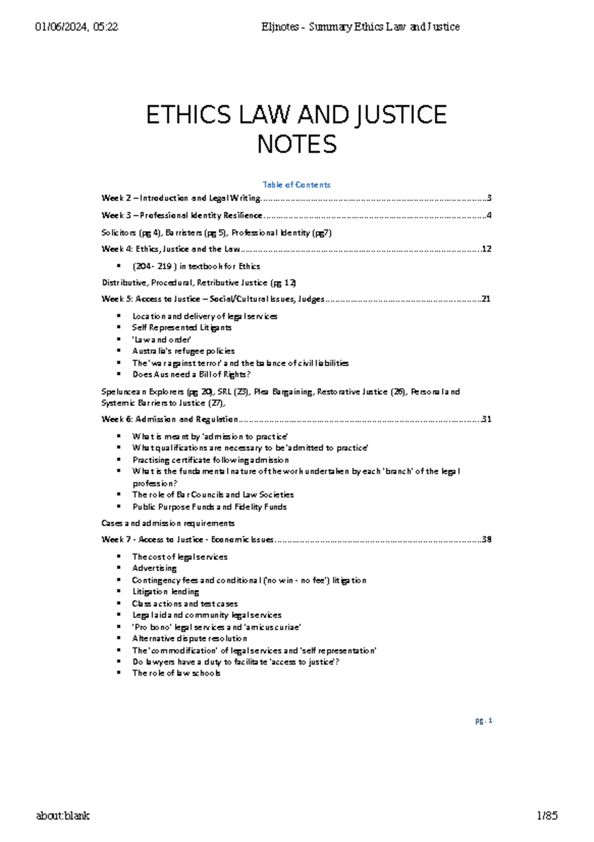 Eljnotes - Summary Ethics Law and Justice - ETHICS LAW AND JUSTICE ...