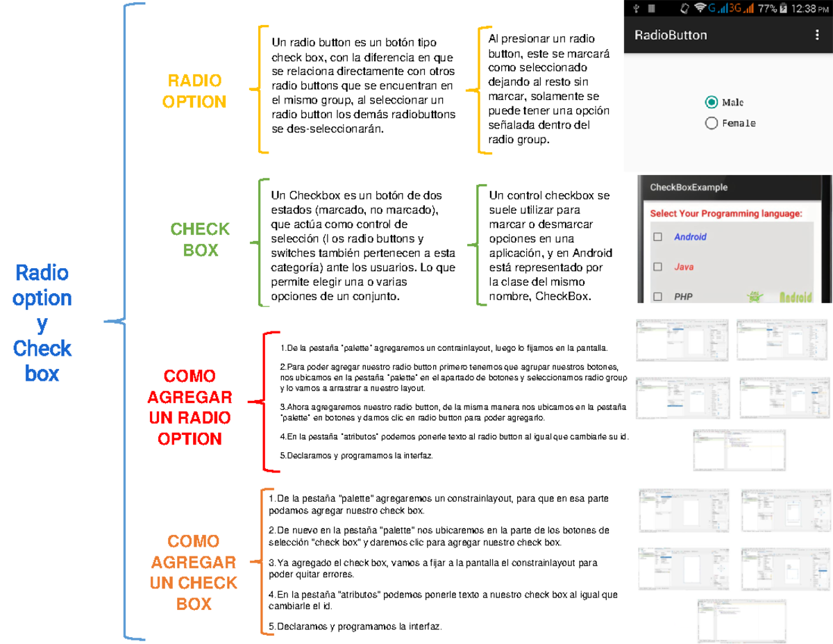 Radio option y Check box - Al presionar un radio button, este se ...