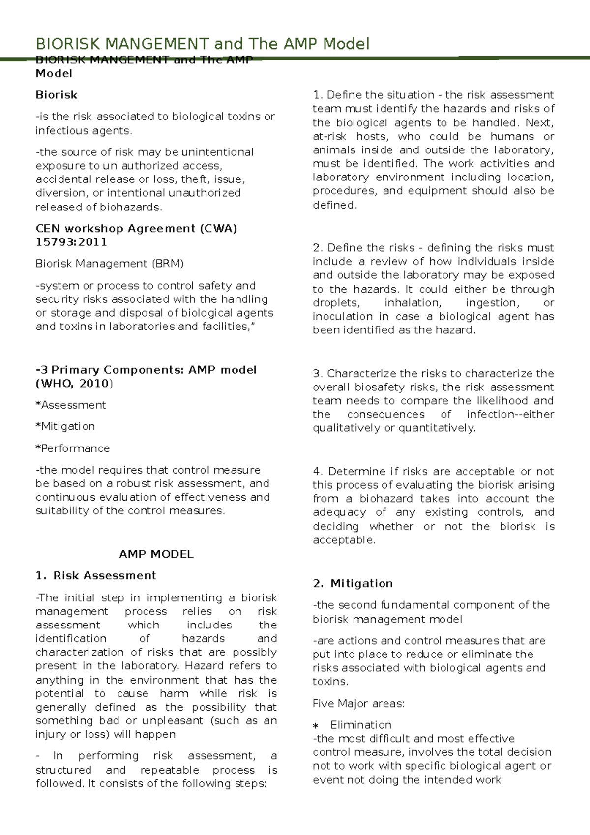 Finals-3 - Health Information System - BIORISK MANGEMENT and The AMP ...