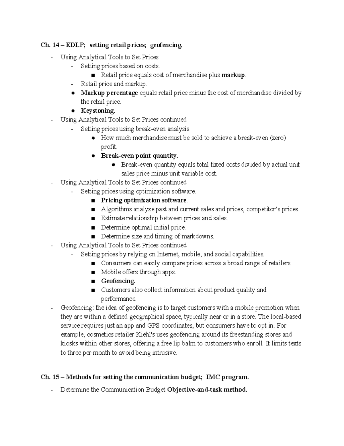 Retailing and Merchandising Study Guide - Ch. 14 – EDLP; setting retail ...