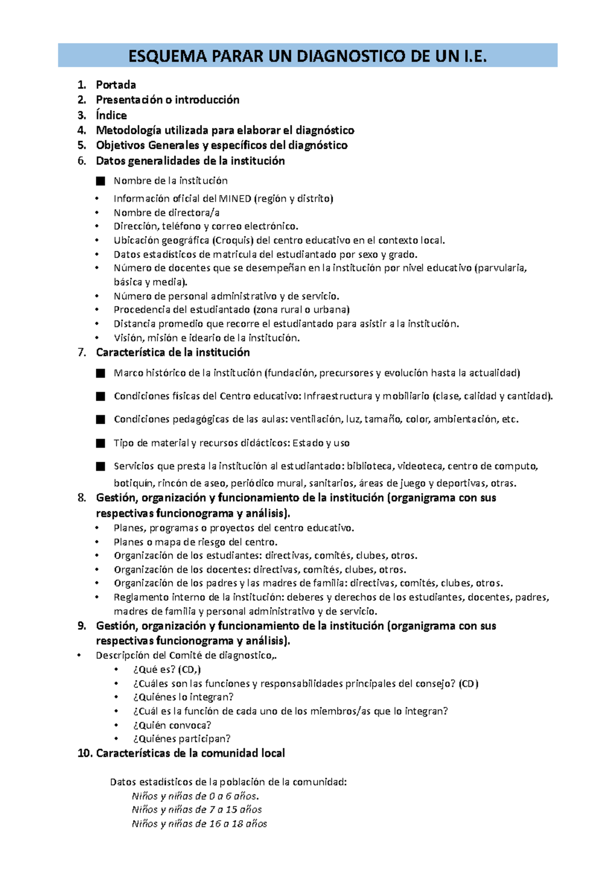 Esquema Parar UN Diagnostico DE UN I - ESQUEMA PARAR UN DIAGNOSTICO DE ...