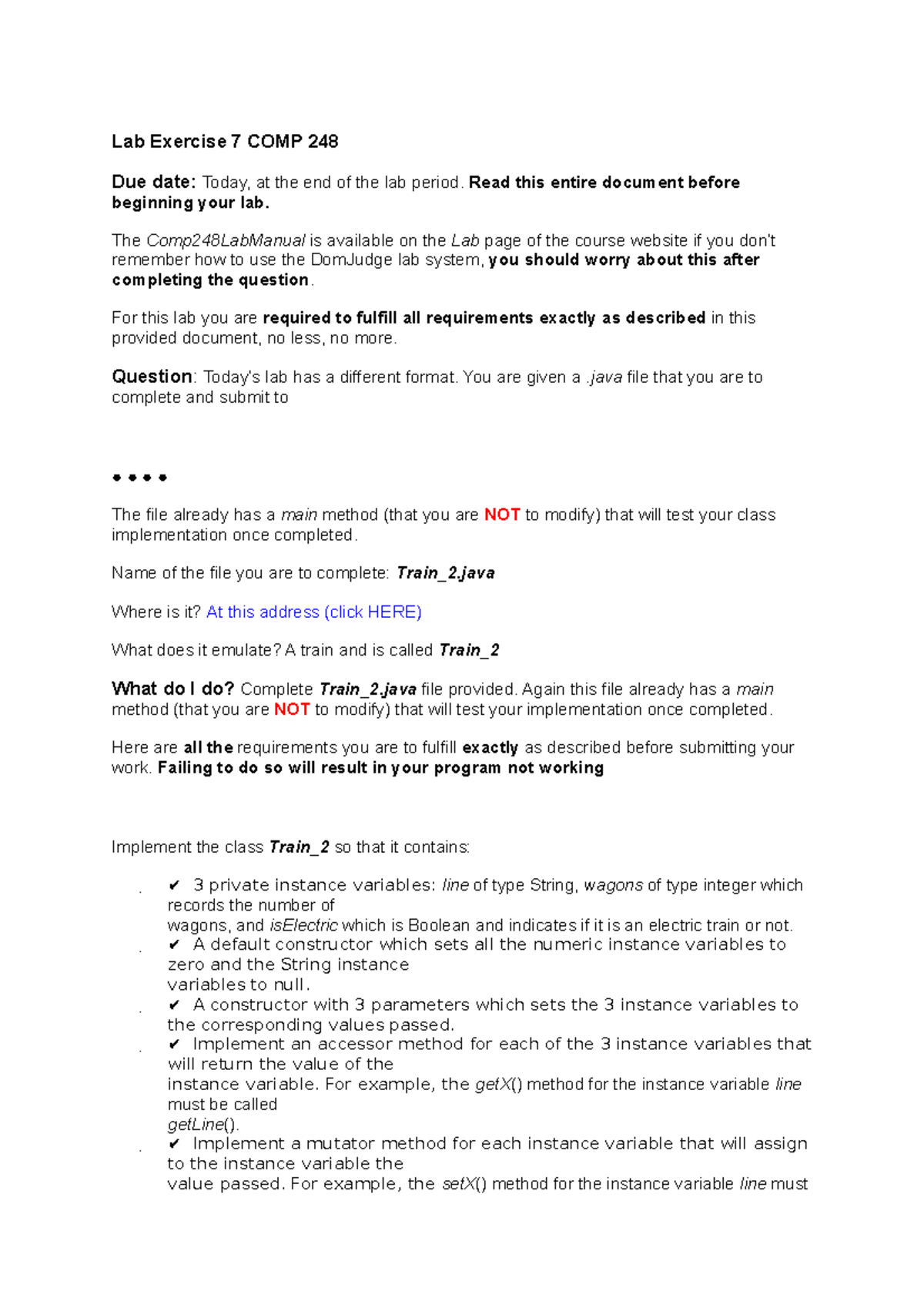 COMP 248 Lab 7 - This lab main focus is about creating class, and class ...