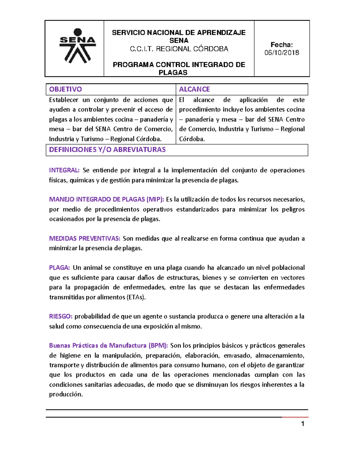Programa de control integrado de plagas-CCIT - SENA C.C.I. REGIONAL ...