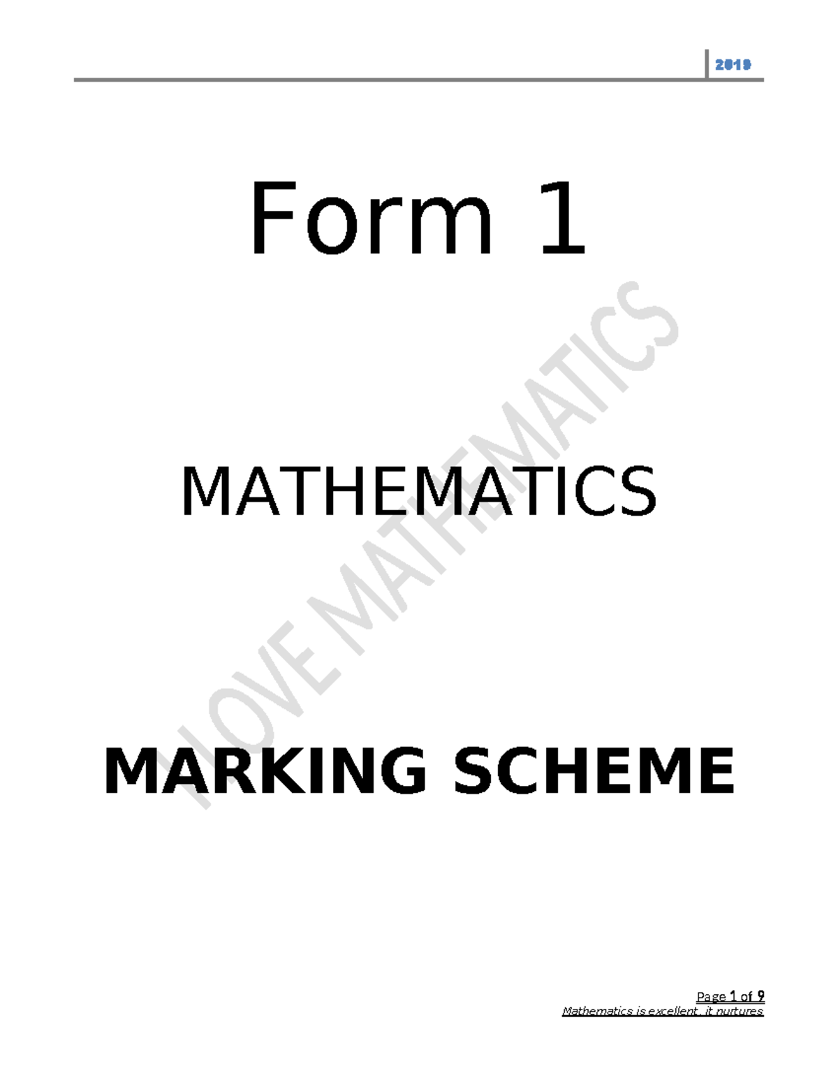 Maths FORM 1 END OF TERM 2 MS SET 2 - Form 1 MATHEMATICS MARKING SCHEME ...