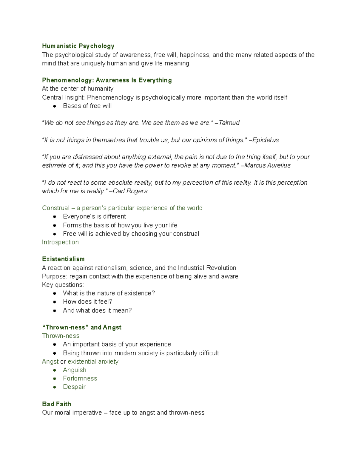 Humanistic Psychology CH12 - Humanistic Psychology The psychological ...