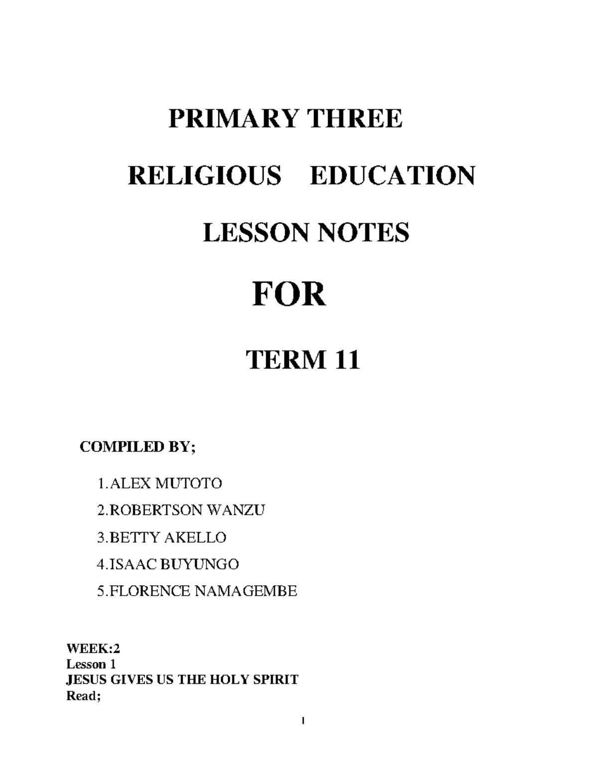 P 3 Religious Education TERM II Notes - PRIMARY THREE RELIGIOUS ...