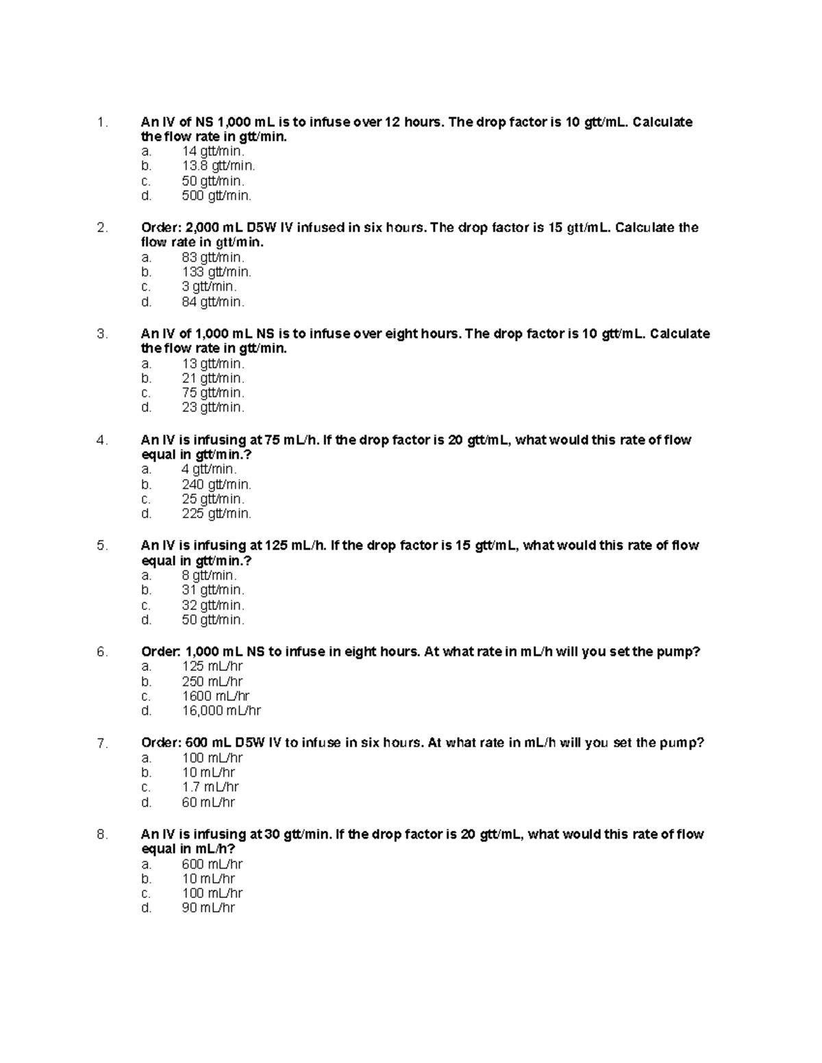 3 Version 1 Med An IV Of NS 1 000 ML Is To Infuse Over 12 Hours