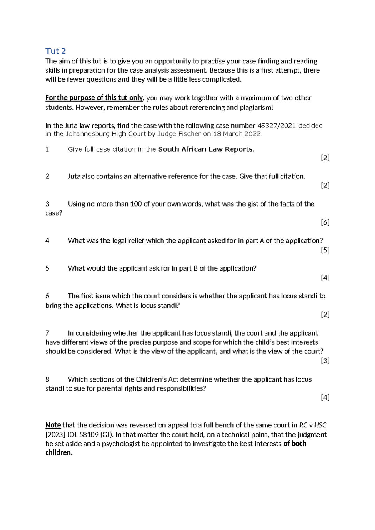 Tut 2 - Tut 2 The aim of this tut is to give you an opportunity to ...