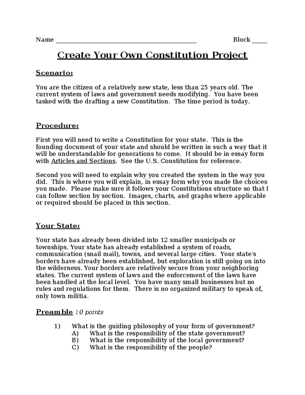 Create your own constitution project - Name