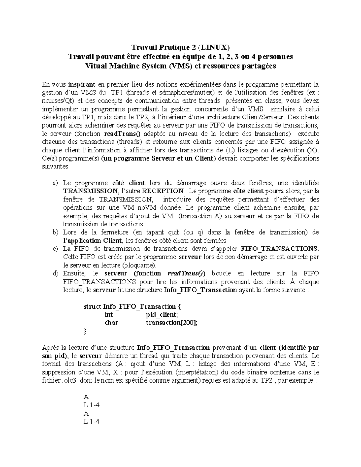 Tp2 Linux-A23 - Tp2 - Travail Pratique 2 (LINUX) Travail pouvant être effectué en équipe de 1, 2 ...