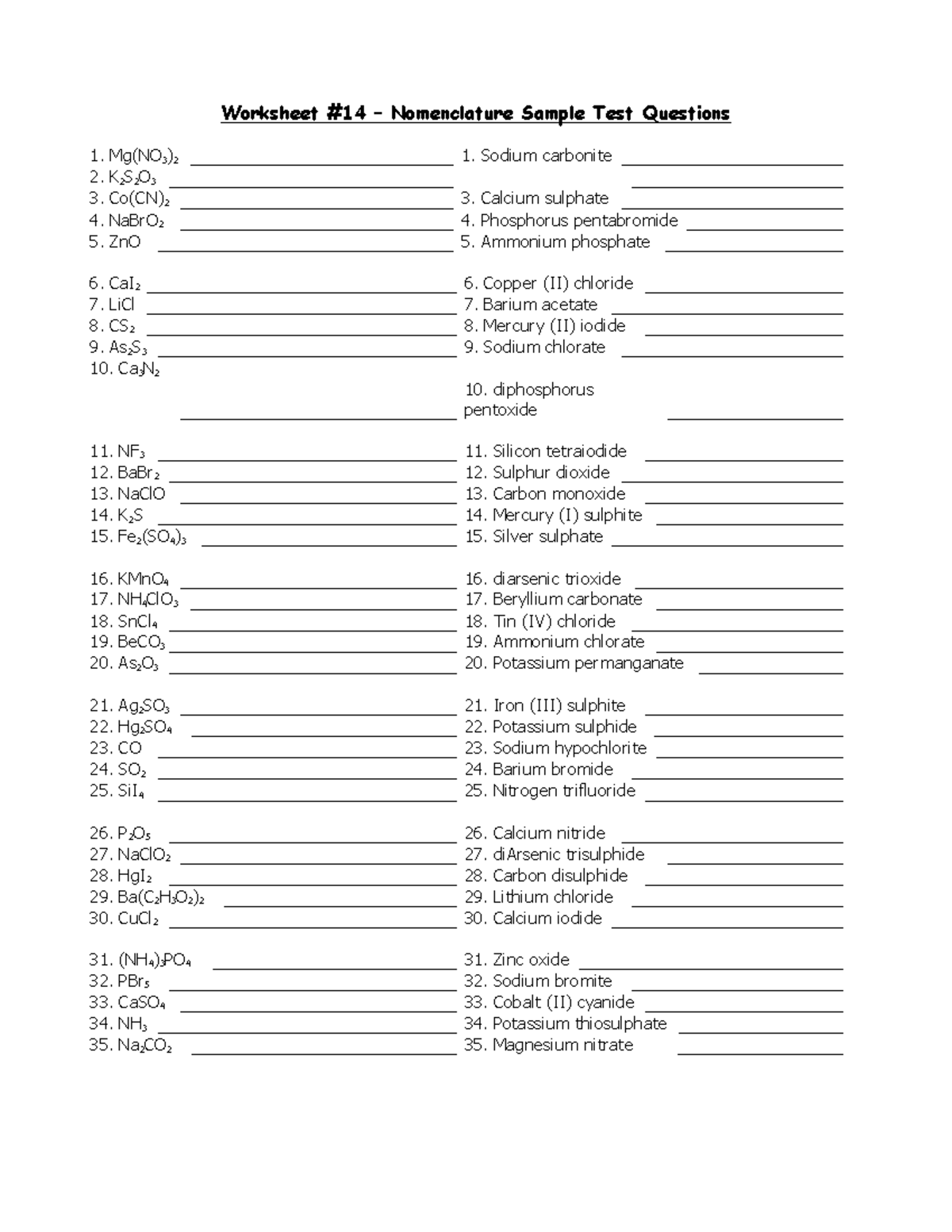 Worksheet #14b - Review - Nomenclature Sample Test Questions ...