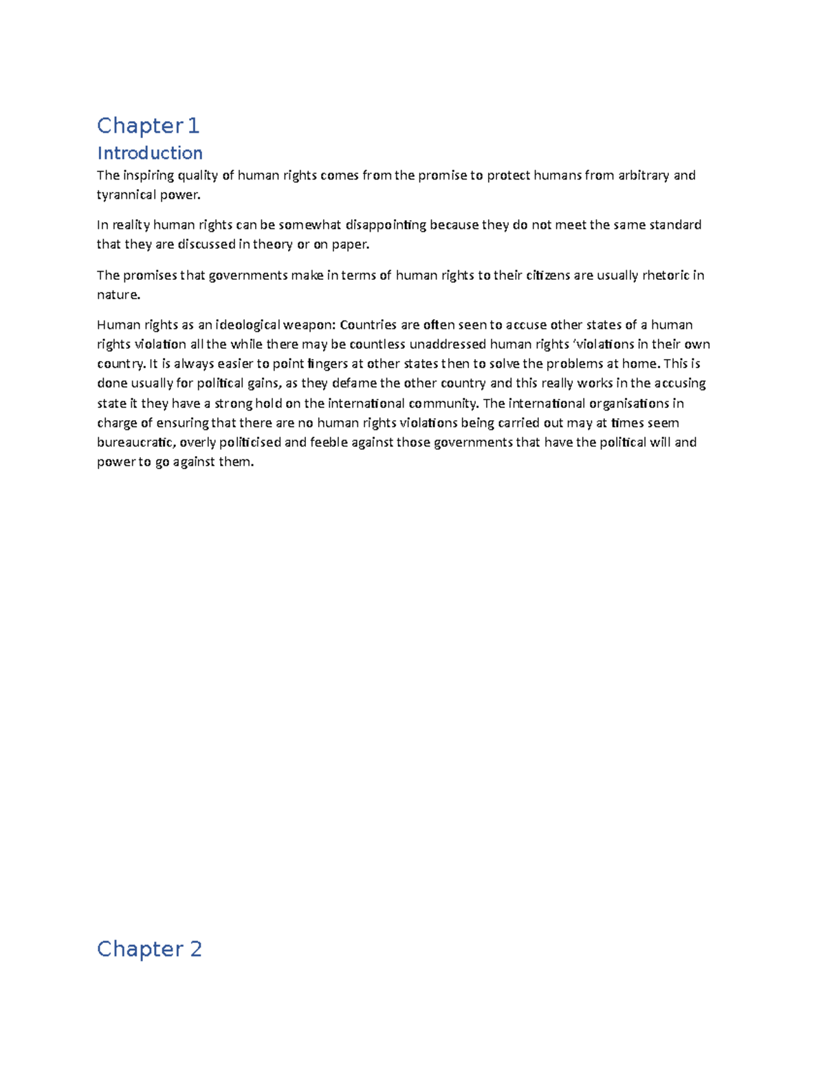 IPHR chapter 1 and 2 - Chapter 1 Introduction The inspiring quality of ...