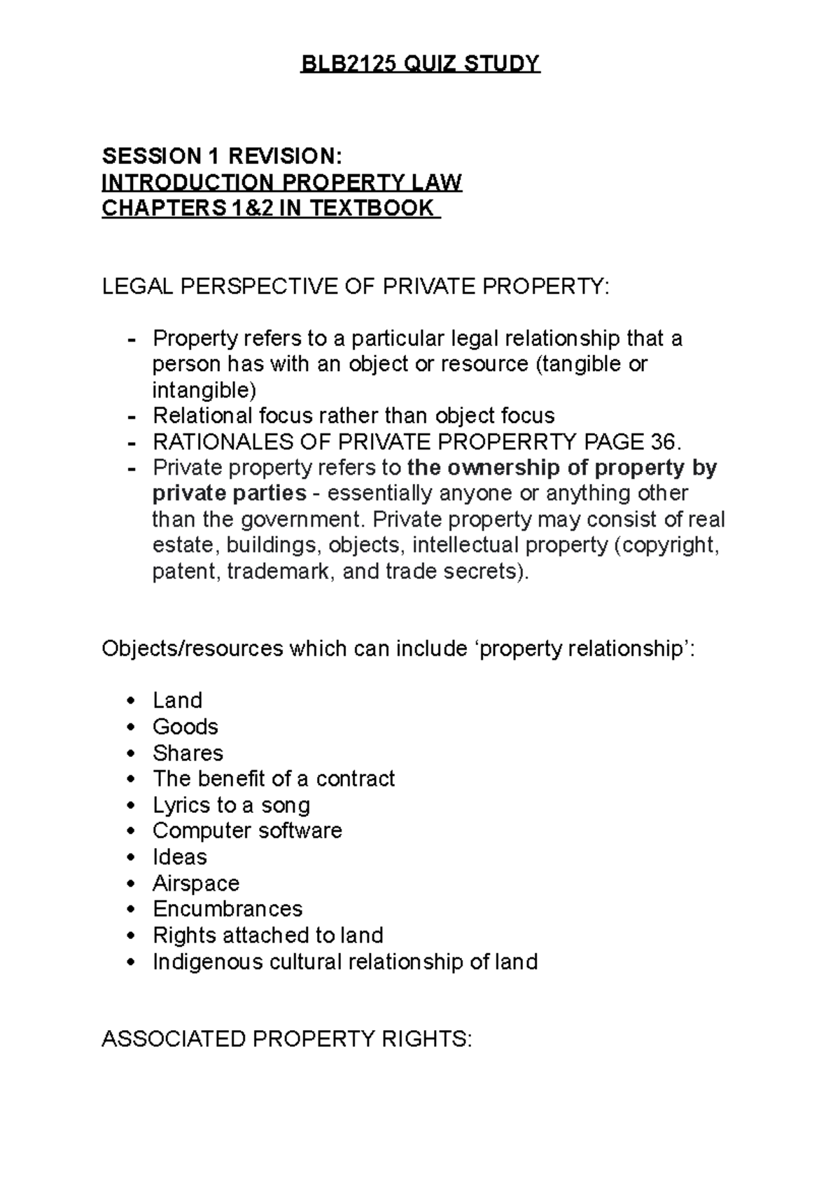 Revision FOR QUIZ - NOTES QUIZ 1 - SESSION 1 REVISION: INTRODUCTION ...