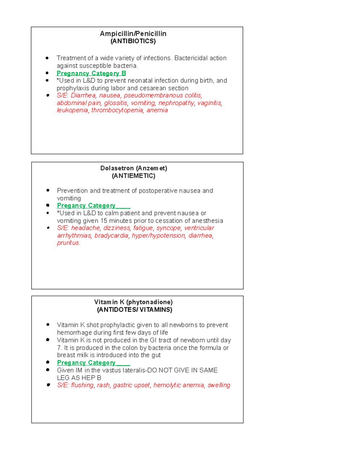 OB meds - n/a - Dolasetron (Anzemet) (ANTIEMETIC) Prevention and ...