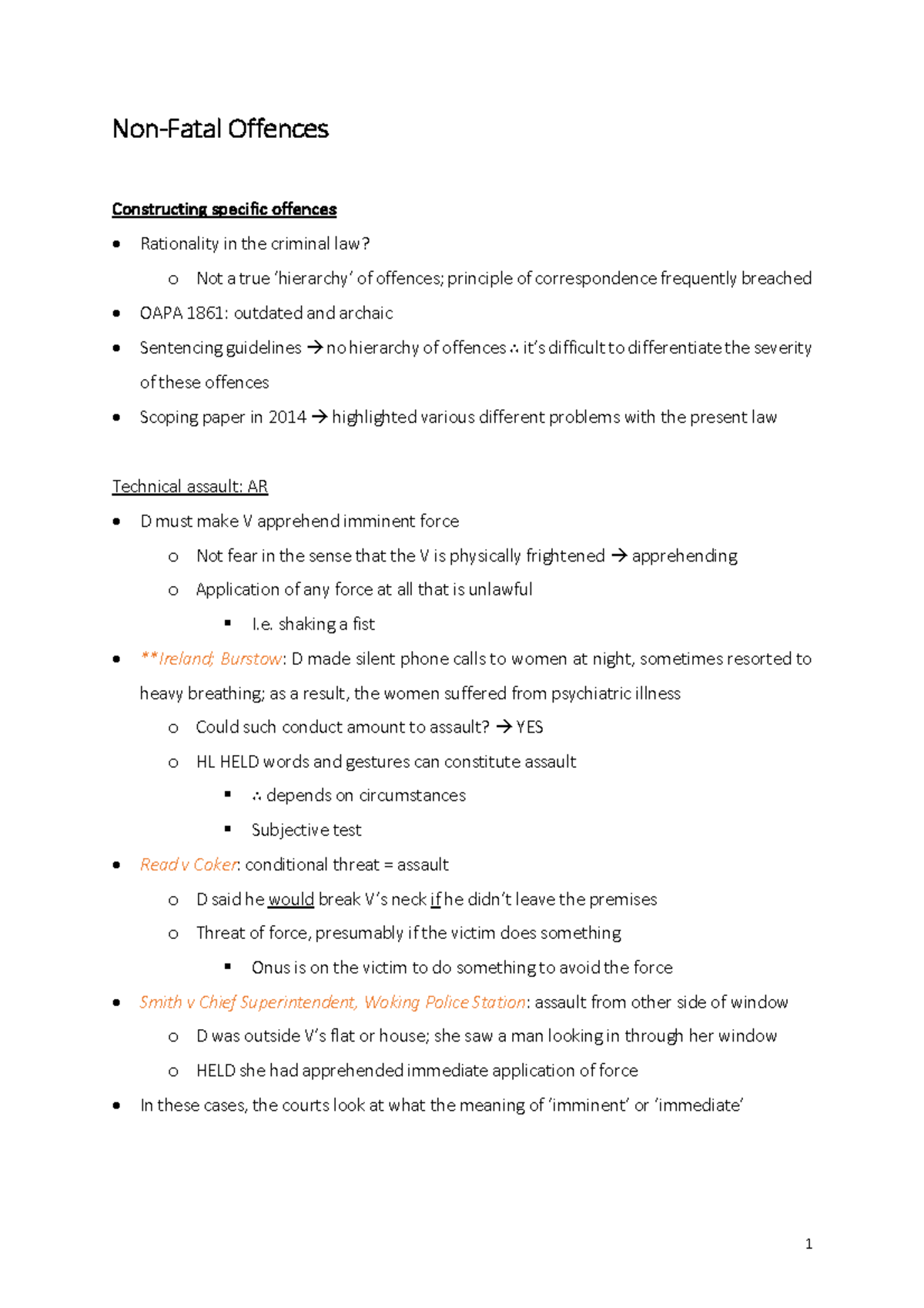 3 Non Fatal Offences - eee - Non-Fatal Offences Constructing specific ...