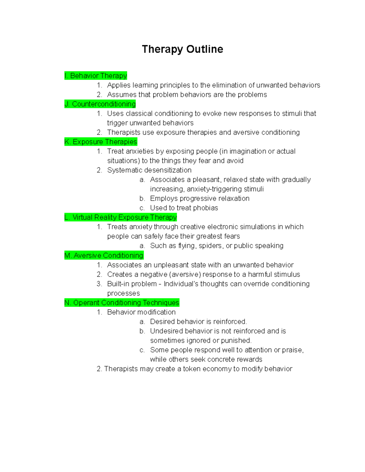 General Psychology-Ch.14 Therapy Outline Notes - Therapy Outline I ...