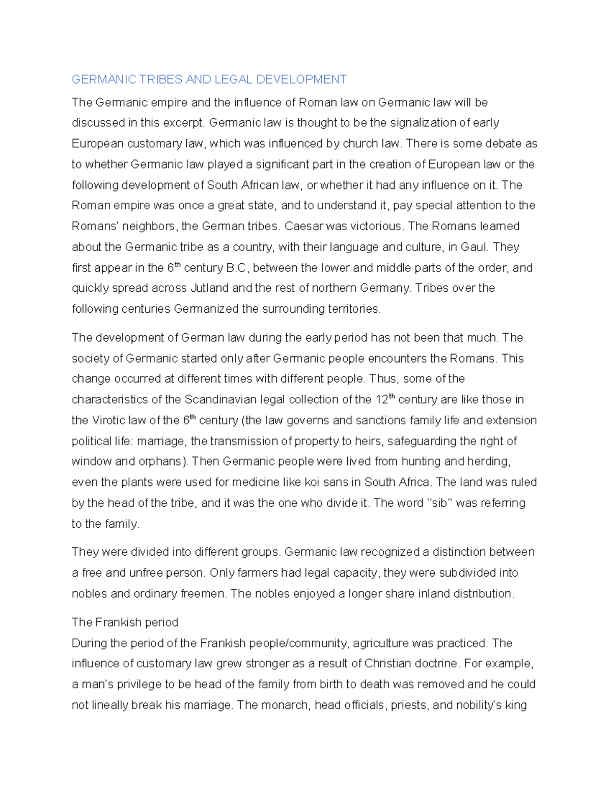 Germanic Tribes AND Legal Development 1 - GERMANIC TRIBES AND LEGAL ...