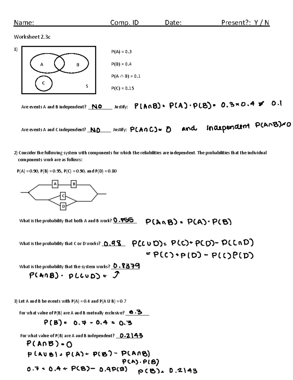 Homework Worksheet 2.3c - Name: Comp. ID Date: Present?: Y / N ...