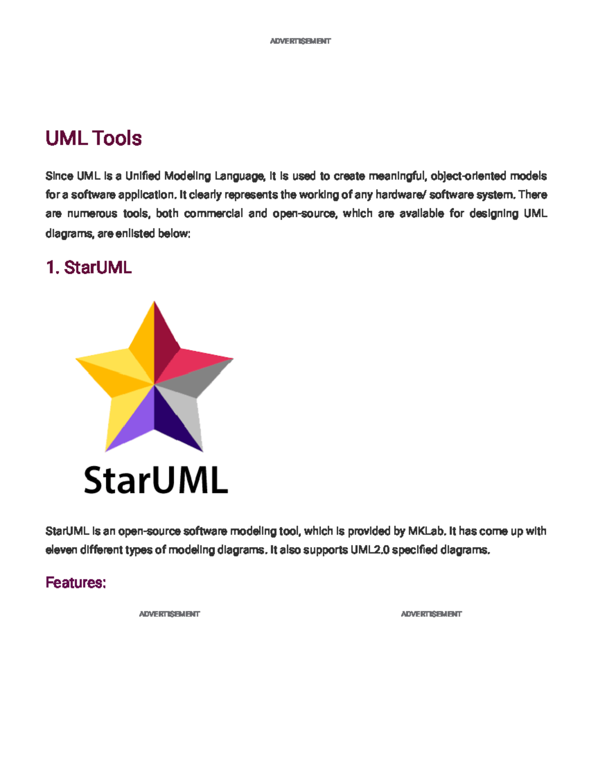 UML Tools - Javatpoint - UML - ADVERTISEMENT UML Tools Since UML is a ...