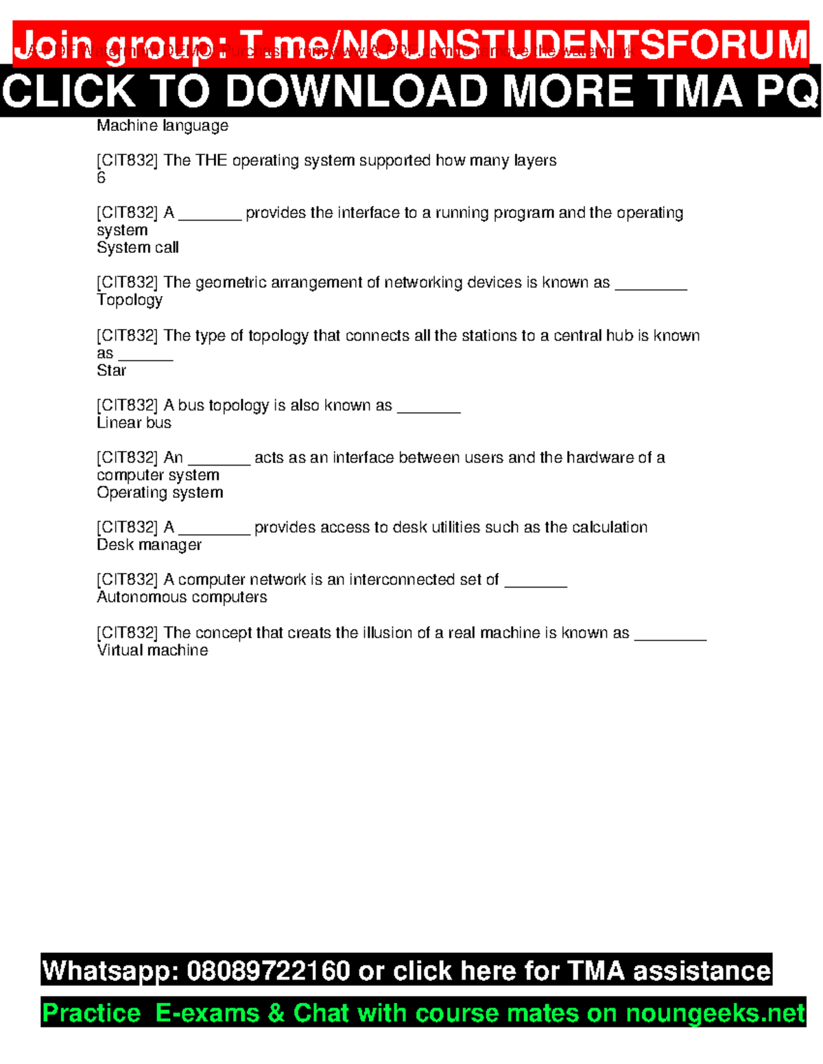 TMA CIT832 TMA1 - CIT 832 - Telegram group: T/BBCNOUN [CIT832] Programming in 1's and 0's is ...