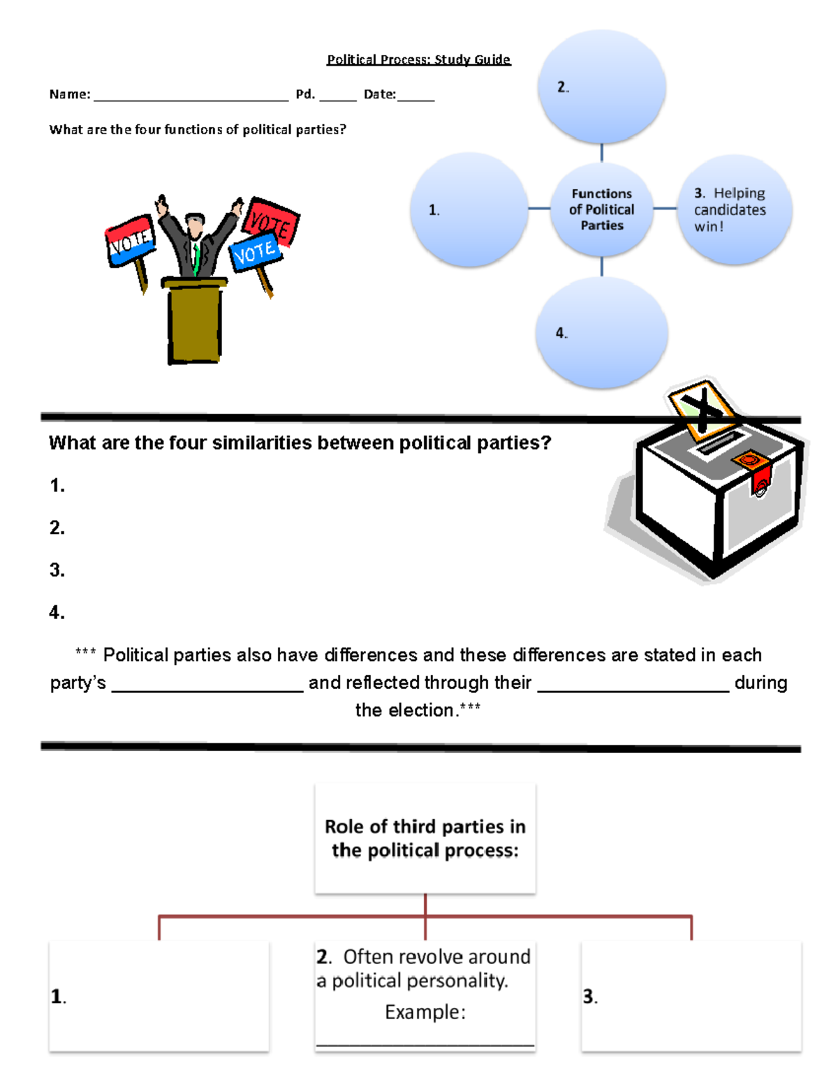 Political Process Study Guide - Political Process: Study Guide Name