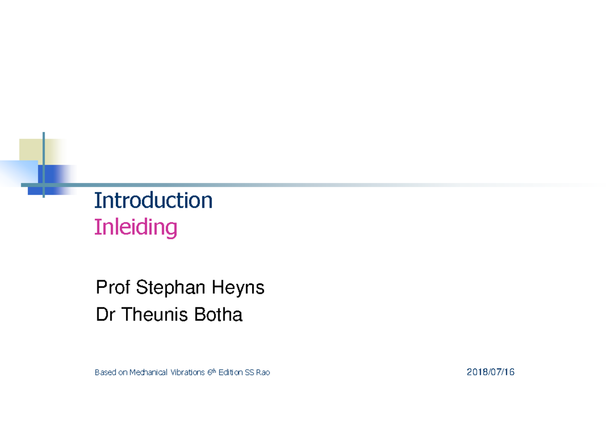 Chapter 01 Introduction MVR 320 - Introduction Inleiding Prof Stephan ...