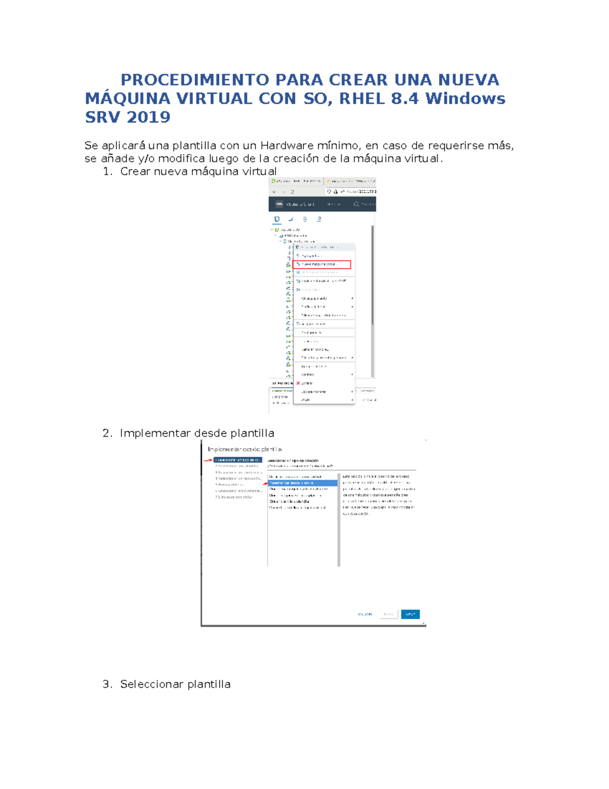 Procedimiento PARA Crear UNA Nueva Máquina Virtual RHEL - PROCEDIMIENTO ...