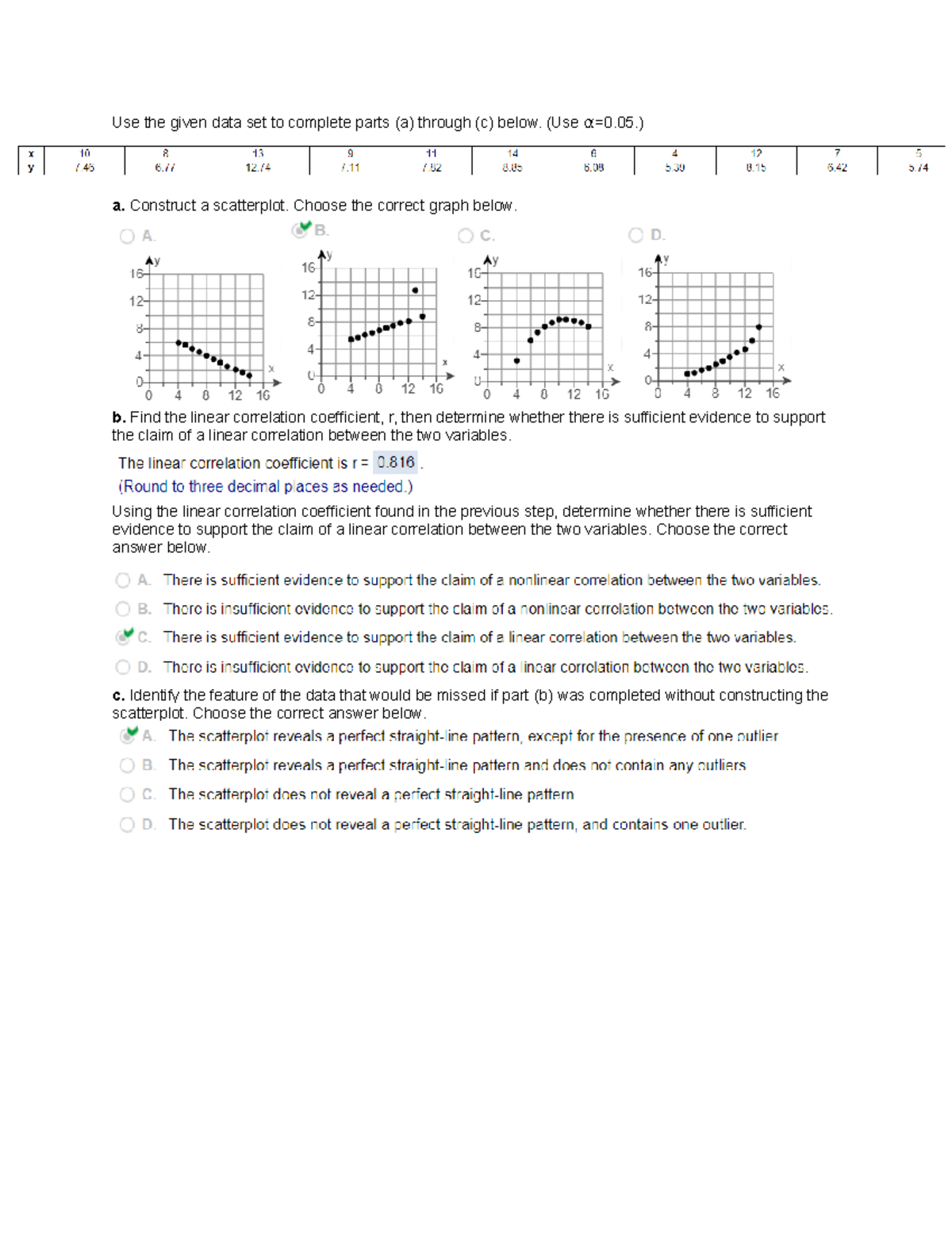 HW Section 12 - Teach by Prof.Weidong Chen - Use the given data set to complete parts (a ...