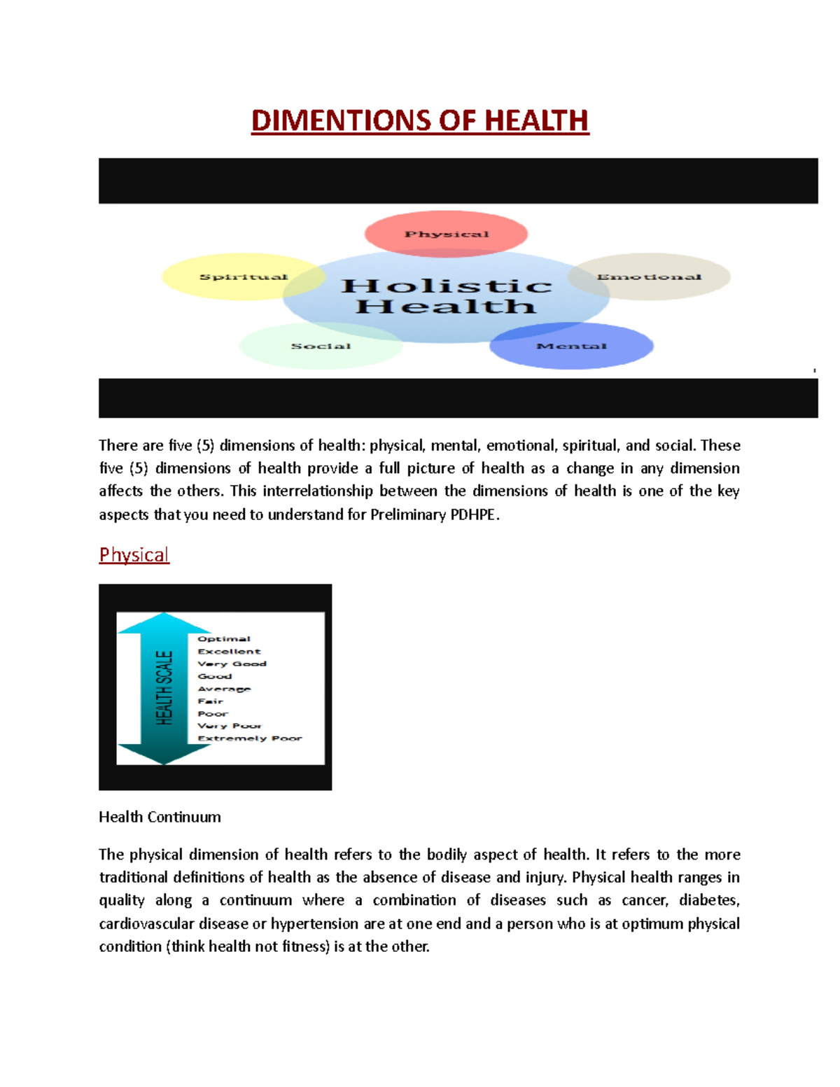 Dimentions OF Health-WPS Office - DIMENTIONS OF HEALTH There are five ...