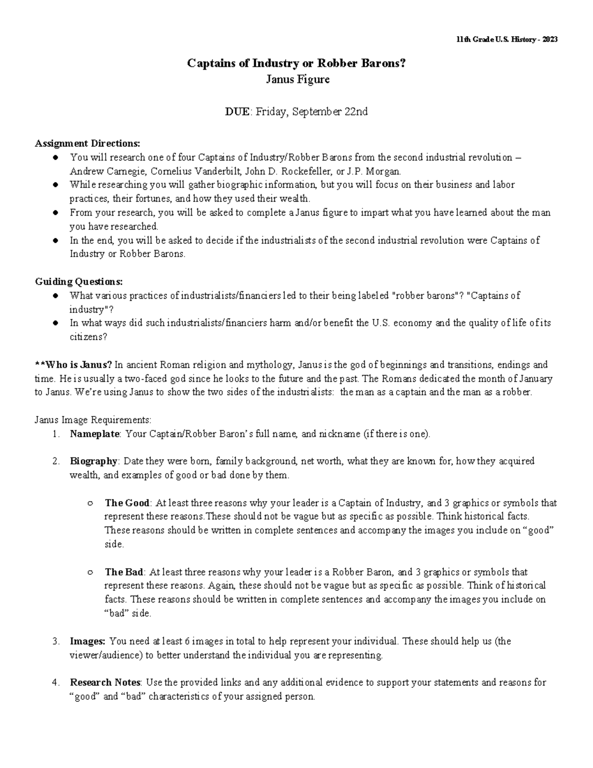 Captains of Industry or Robber Barons - Janus Figure Instructions ...