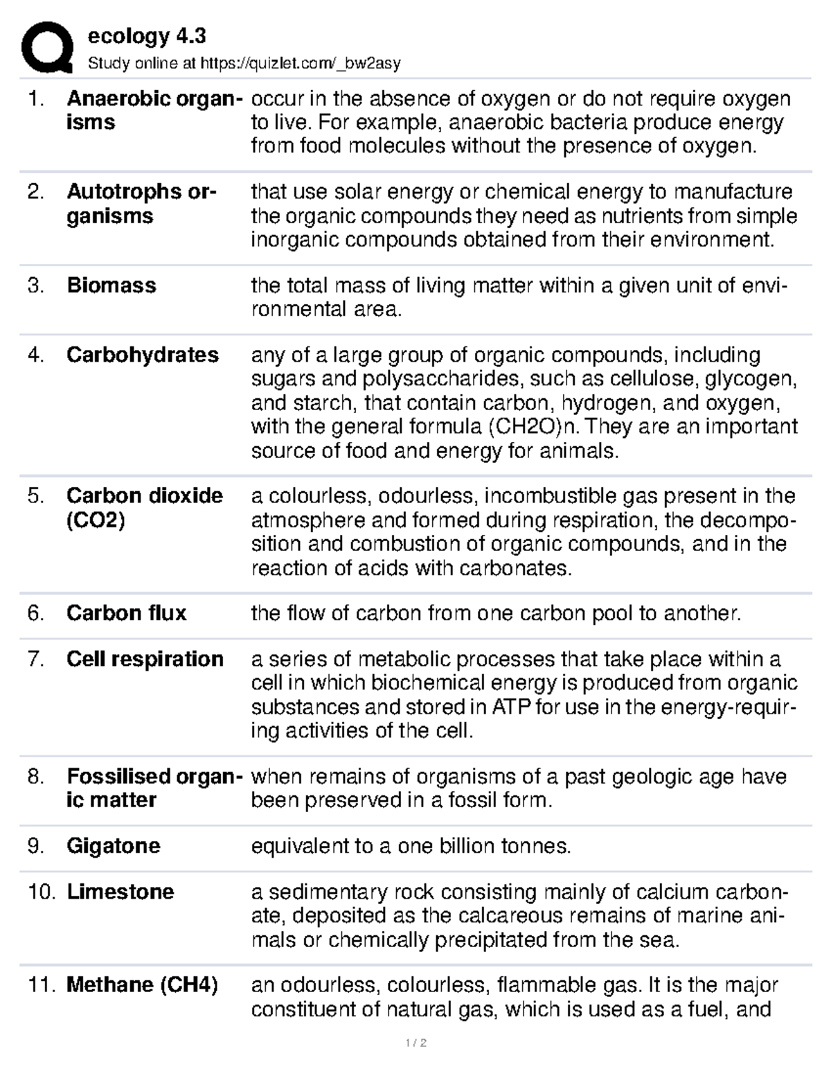 ib biology ecology 4.3 - ecology 4. Study online at quizlet/_bw2asy ...