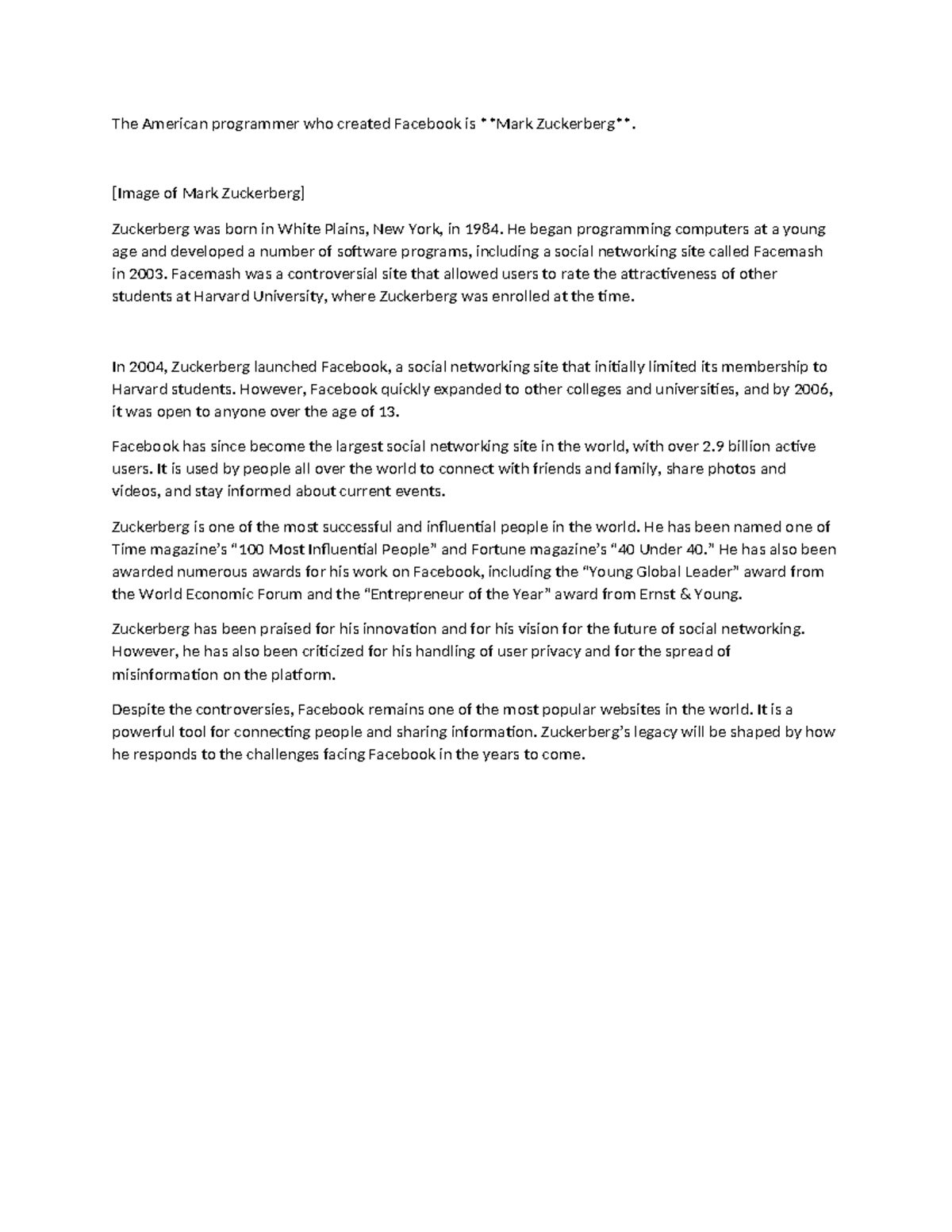 Facebook Mark Zuckerberg - The American programmer who created Facebook ...