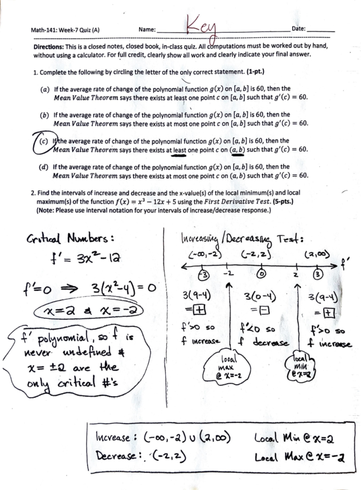 Week-7 Quiz (A) Solutions F23 (Math-141) - Math-141: Week-7 Quiz (A ...