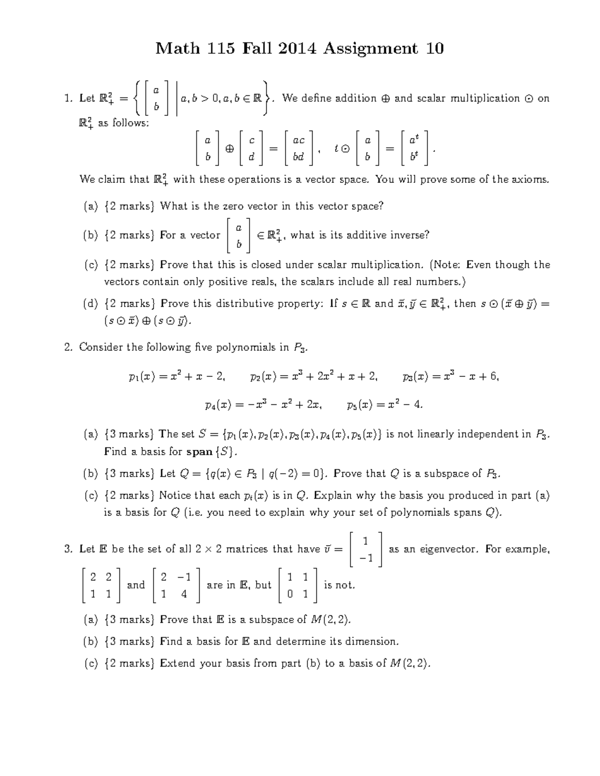 Math115 F14 A10 Study Reference Math 115 Fall 2014 Assignment 10