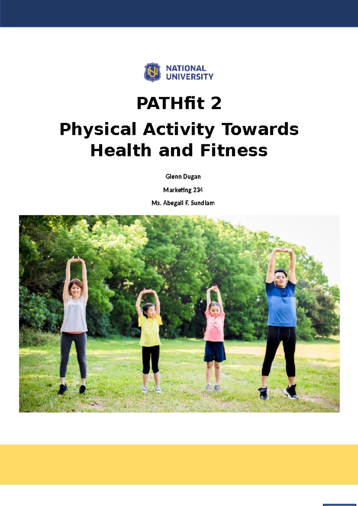 Phatfit 2 homework 1 - 1st year college - PATHfit 2 Physical Activity ...