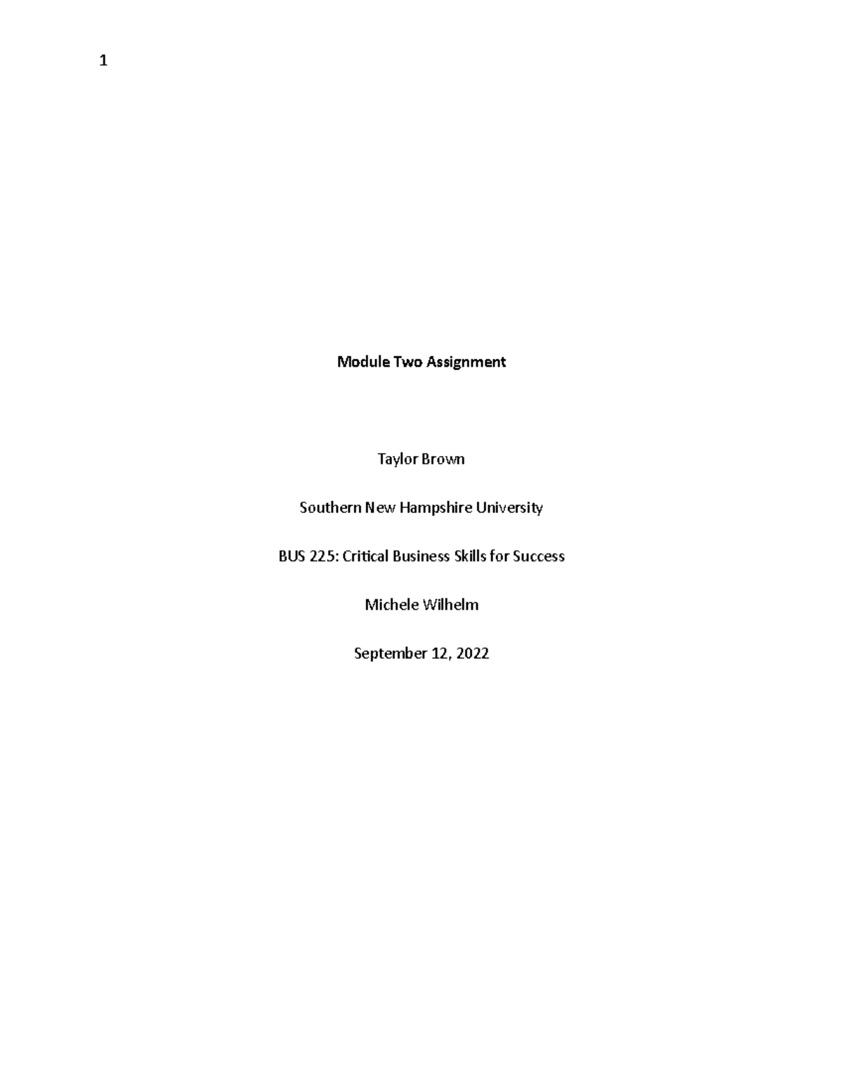 BUS225 Module Two Assignment - 1 Module Two Assignment Taylor Brown ...