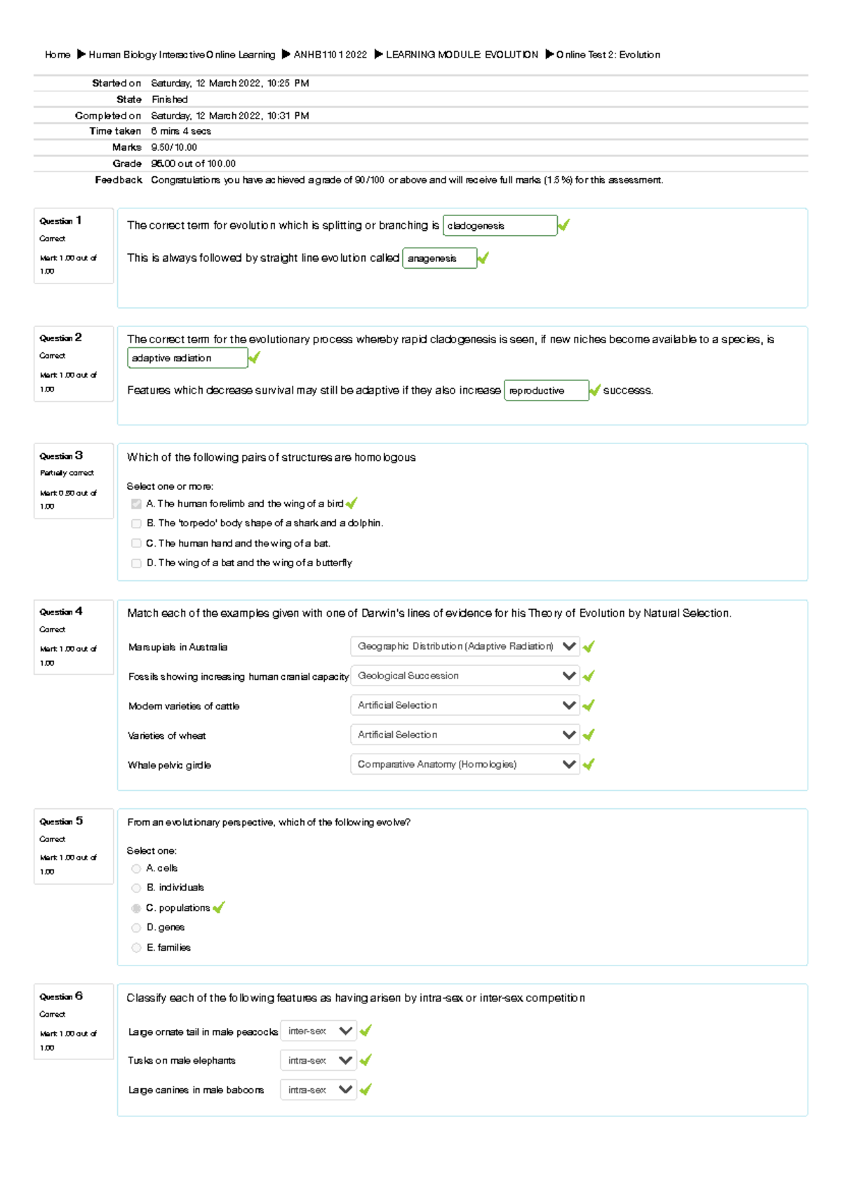 Online Test 2 Evolution 3 - /VTL /\THU )PVSVN` 0 U[LYHJ[P]L 6 USPUL 3 ...