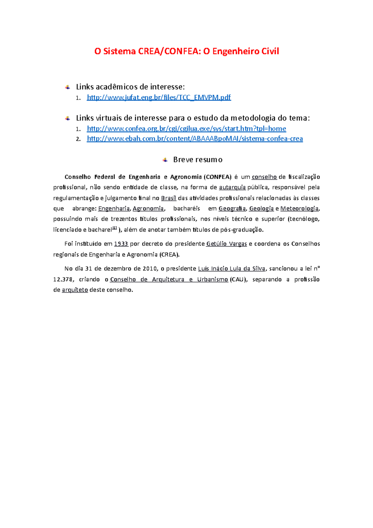 10. O Sistema CREA - Resumo sobre CREA. - O Sistema O Engenheiro Civil ...
