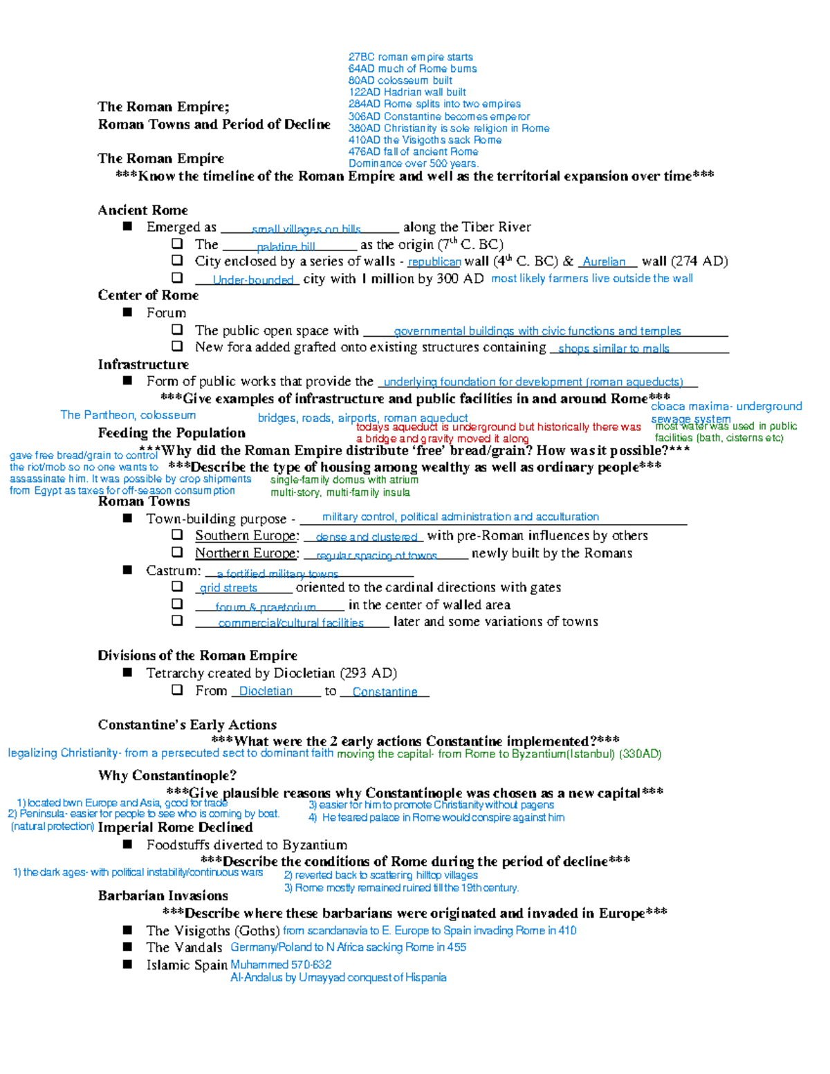 Geography week 3 - week 3.1 notes - The Roman Empire; Roman Towns and ...