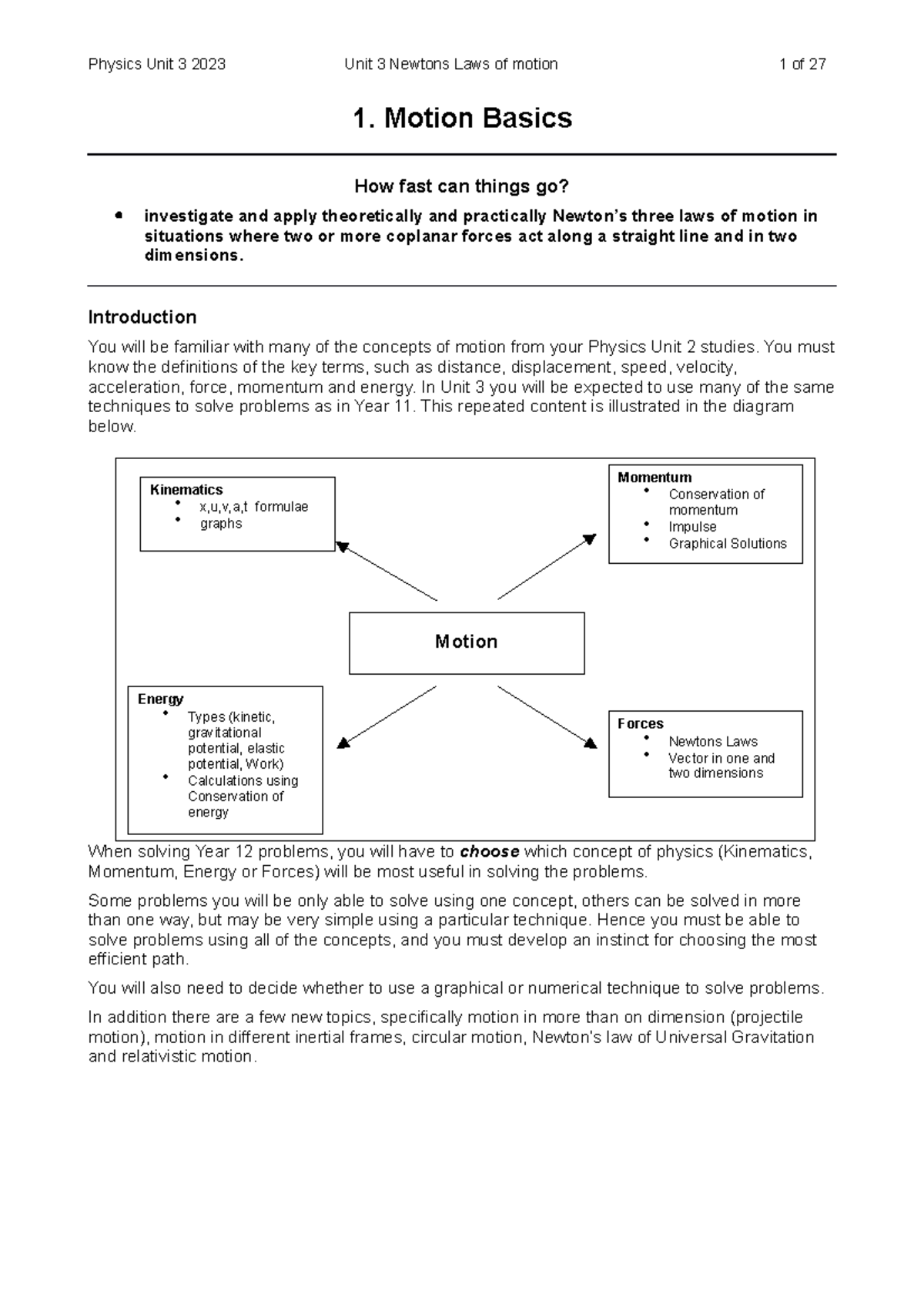 1 Motion Basics Notes 2023 1 Motion Basics How Fast Can Things Go